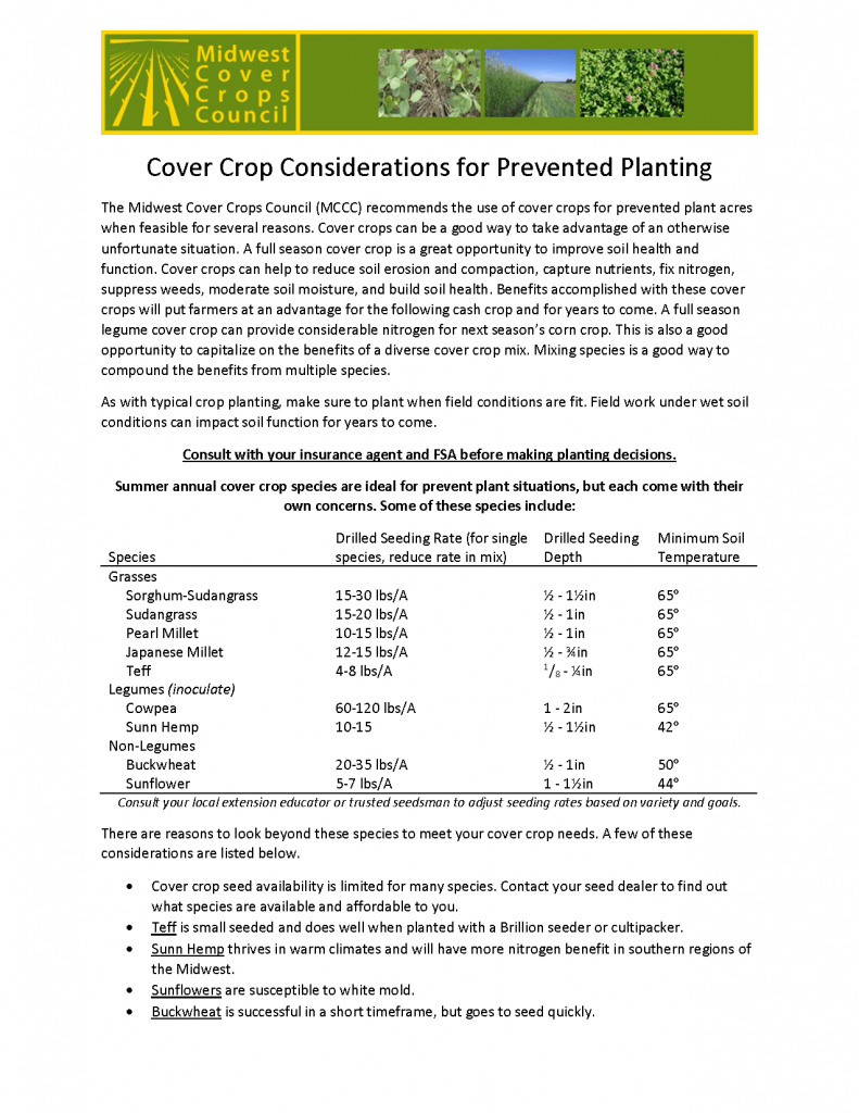 Cover crop considerations for prevented planting – Nutrient Cycling and ...